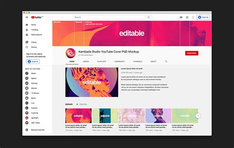 YouTube Channel Mockup Free PSD File Kambada Studio