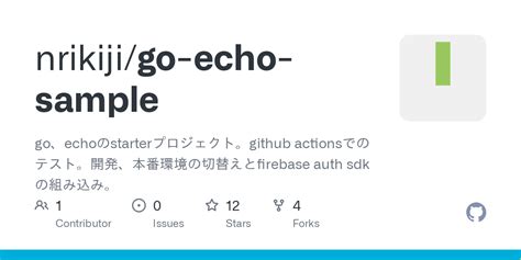 github nrikiji go echo sample go、echoのstarterプロジェクト。github actionsでの