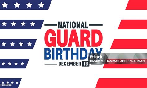 미국 방위군 생일 12월 13일 휴일 개념 플래 카드 배경 인사말 카드 텍스트 비문이있는 포스터 디자인 템플릿 표준 소셜 미디어 게시물에 적합합니다 0명에 대한 스톡 벡터