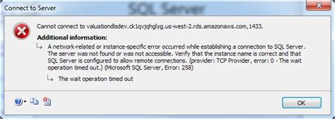 Cannot Connect To Rds Sql Server Database Using Management Studio