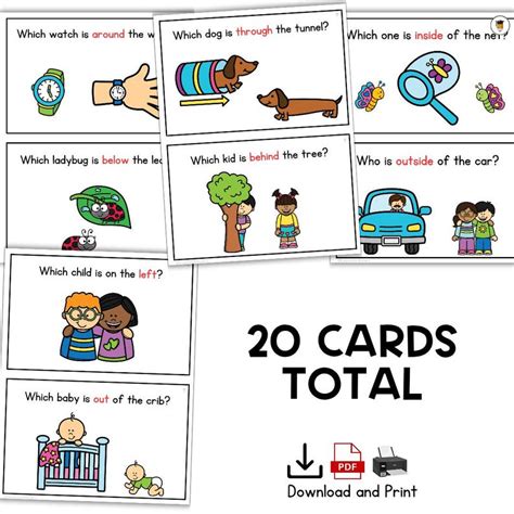 20 Prepositions Task Cards Vocabulary Parts Of Speech Positional