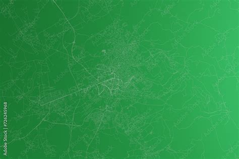 Map Of The Streets Of Pristina Kosovo Made With White Lines On Green