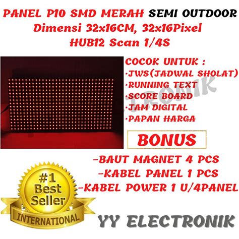Jual Panel Module Modul Led P10 Running Text SMD Merah Indoor Semi