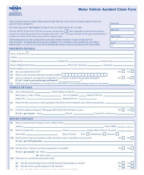 Free Claim Form Templates In Pdf Excel Ms Word Claimforms Net