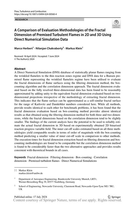 Pdf A Comparison Of Evaluation Methodologies Of The Fractal Dimension Of Premixed Turbulent