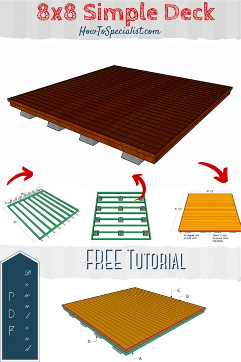 Simple Ground Level 8x8 Deck Free Diy Plans Howtospecialist How To Build Step By Step Diy
