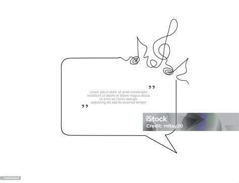 A 고음 음자리표 음표 및 말풍선의 연속적인 한 줄 그리기 흰색 배경에 유행 한 라인 아트 벡터입니다 벡터 일러스트 레이