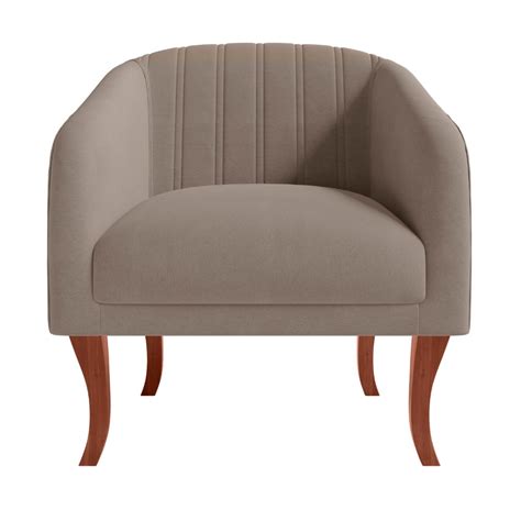 Poltrona Decorativa para Sala Nina Luxo em Veludo e Estrutura Reforçada Cappuccino