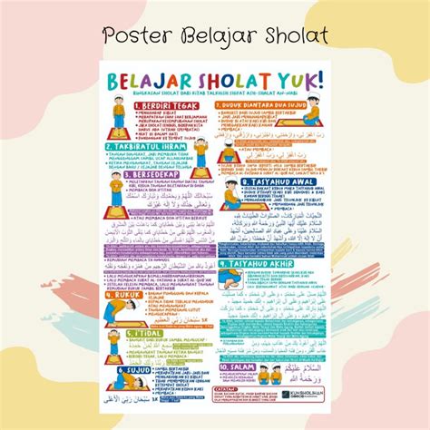 Jual Poster Edukasi Islami Belajar Ibadah Tata Cara Sholat Shalat Wudhu Wudu Dzikir Zikir Haji