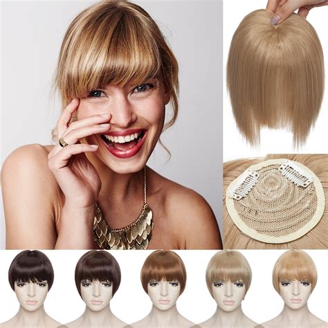 Sego Clip In Hair Extensions With Fake Hair Bangs Synthetic Hair Topper