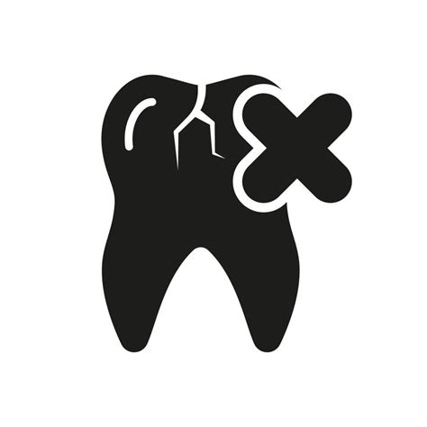 Broken Teeth Problem Silhouette Icon Oral Medicine Cracked Tooth