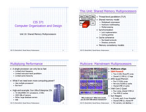 Lecture Slides On Shared Memory Multiprocessors Cis 371 Docsity