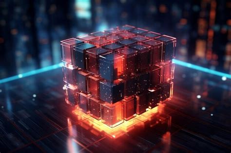 Premium Ai Image Cube With Glowing Lights Generative Ai