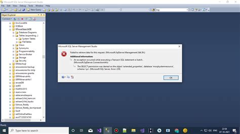 Select Permission Was Denied On The Object Extendedproperties