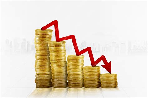 Premium Photo Falling Arrow And Coins Shaped Declining Chart