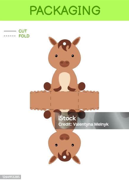 Diy 파티 호의 상자 다이 컷 템플릿 디자인 생일 과자 사탕 작은 선물에 대한 귀여운 말과 아기 샤워 인쇄 가능한 색상