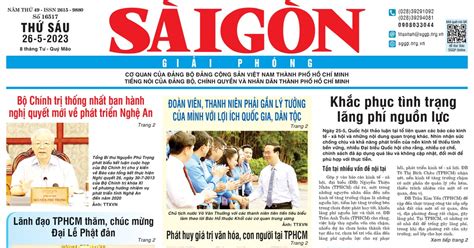 Sài Gòn Giải Phóng ngày 26 05 2023 BÁO SÀI GÒN GIẢI PHÓNG