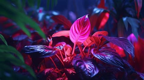Premium Ai Image Beautiful Asian Tropical Plant Tree Neon Glow