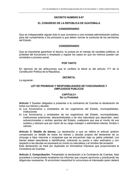 Ley De Probidad Y Responsabilidades De Funcionarios Y
