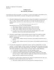 Problem Set 10 EC507 A1 Statistics For Economists Fall 2014 Problem Set 10 Due Wednesday