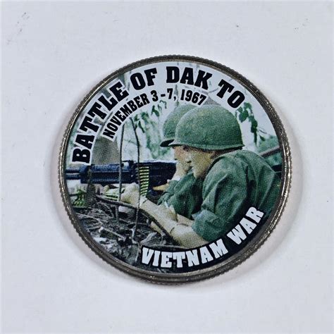 Colorized Kennedy Half Dollar Commemorating Battle Of Dak To Vietnam