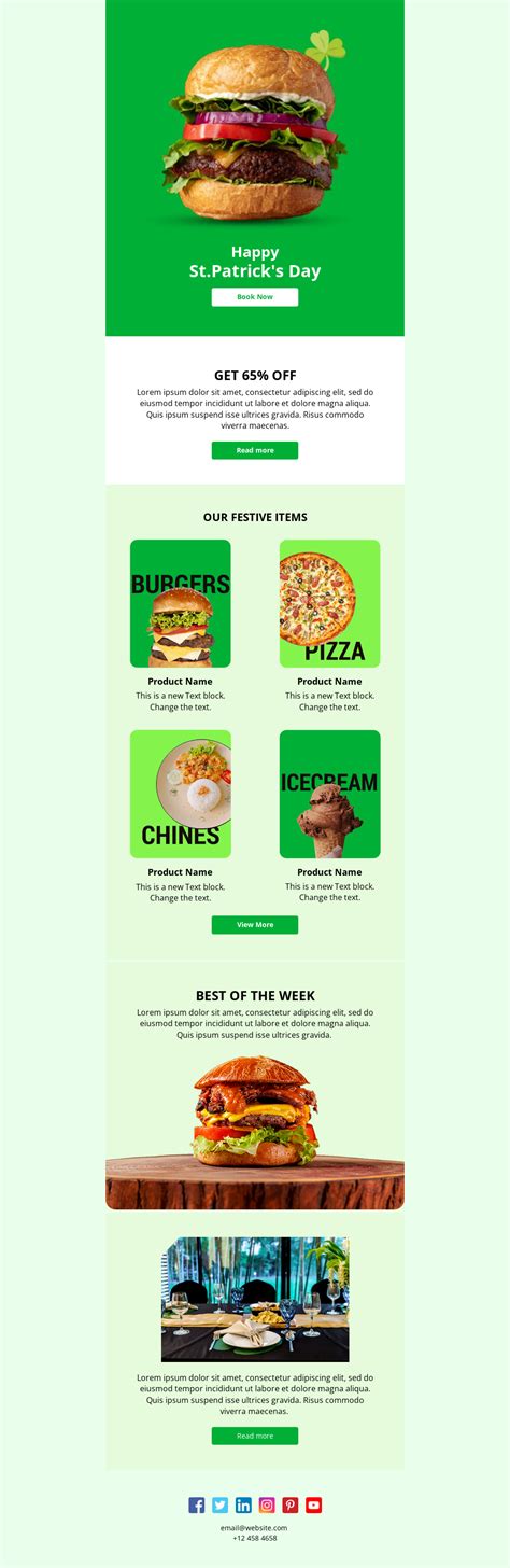 Festive Menu Email Template Unlayer