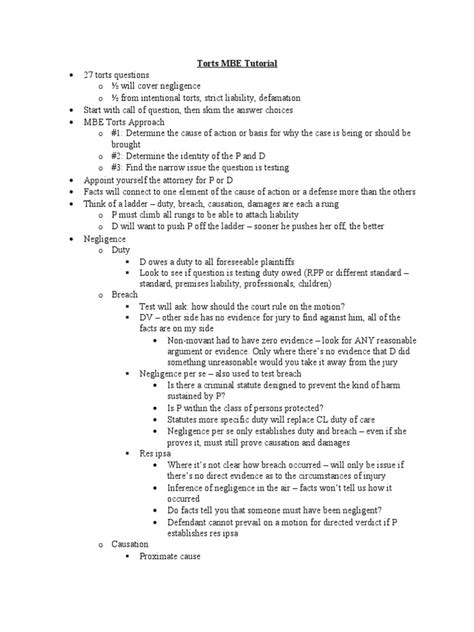 Torts Overview Pdf Negligence Trespass