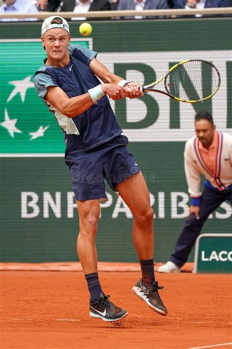 Holger Rune Of Denmark In Action During His Round 4 Match Against