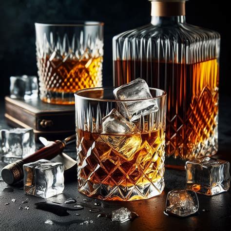 Premium Photo Bottle And Glass Of Whiskey On A Black Background