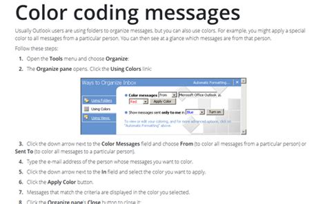Color Coding Messages Microsoft Outlook 365