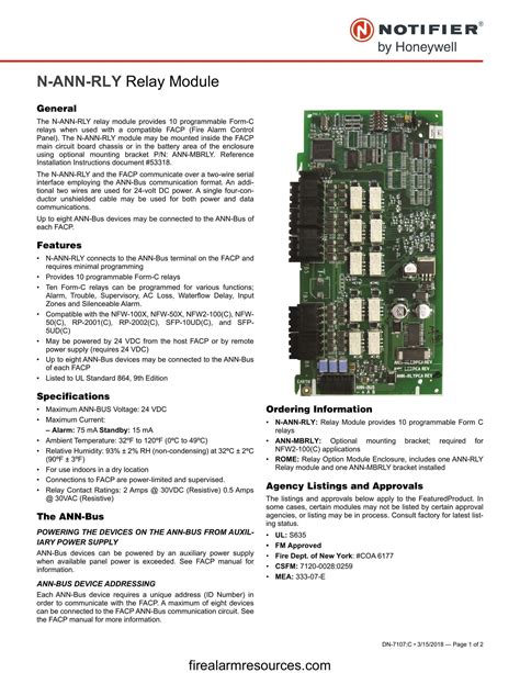 Notifier N Ann 80 Data Sheet Download Fire Alarm Documents