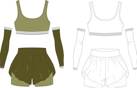 Soutien Gorge Athlétique Et Shorts Croquis Plat Modèle Dillustration