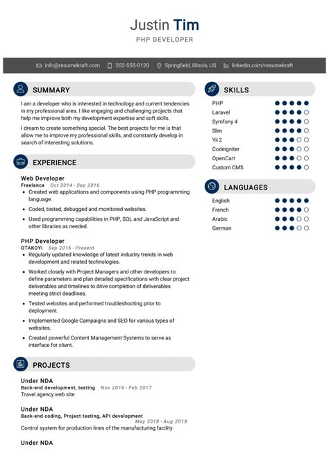 Top 20 PHP Developer Resume Skills In 2025 ResumeKraft