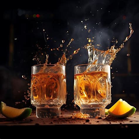 Glasses Shot Of Tequila Making Toast With Splash Premium Ai Generated