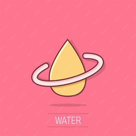 Икона капли воды в комическом стиле Капля карикатурная векторная