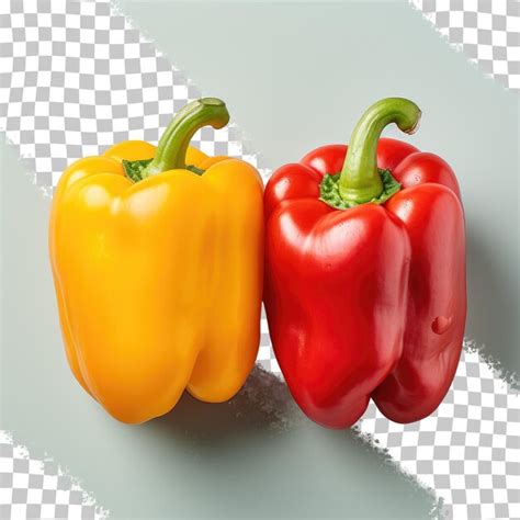 透明な背景に分離された赤と黄色のピーマンの半分 Premium Ai生成psd