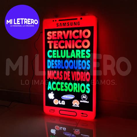 Letrero Luminoso Servicio Técnico Celulares Acrílico led