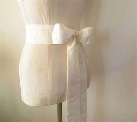 Off White Dupioni Silk Sash Bow Belt Wedding Sash By Ccdoodle