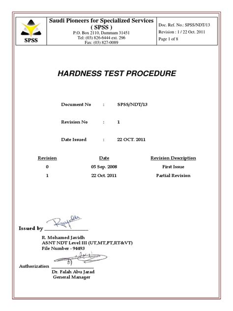 Hardness Test Procedure Pdf Pdf Hardness Metals
