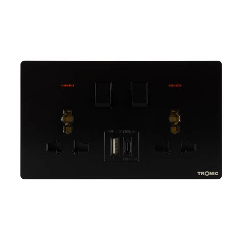Universal Switch Socket Twin With Usb Type C Tronic Tanzania