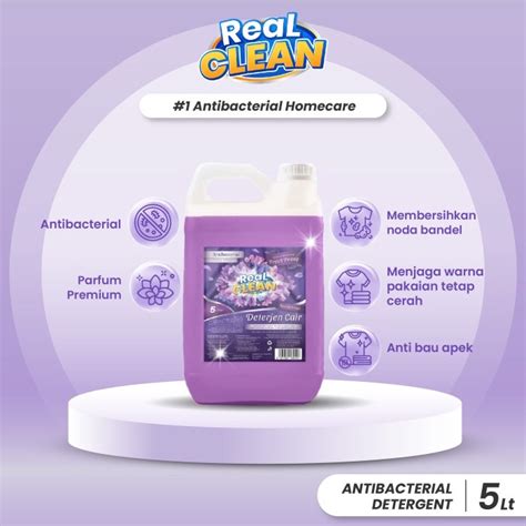 Jual Dete Real Clean Deterjen Cair Fresh Peony Antibacterial 5 Liter