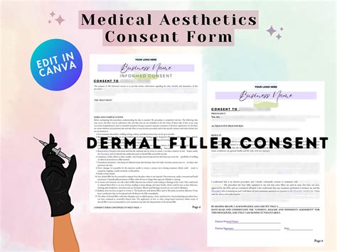 Editable Dermal Filler Consent Form For Med Spa Services Nurse Injector Digital Template