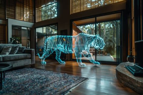 호랑이의 네온 홀로그램 Ai 생성 이미지