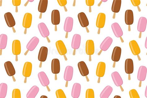 Seamless Summer Pattern With Ice Creams On A Stick Stock Vector