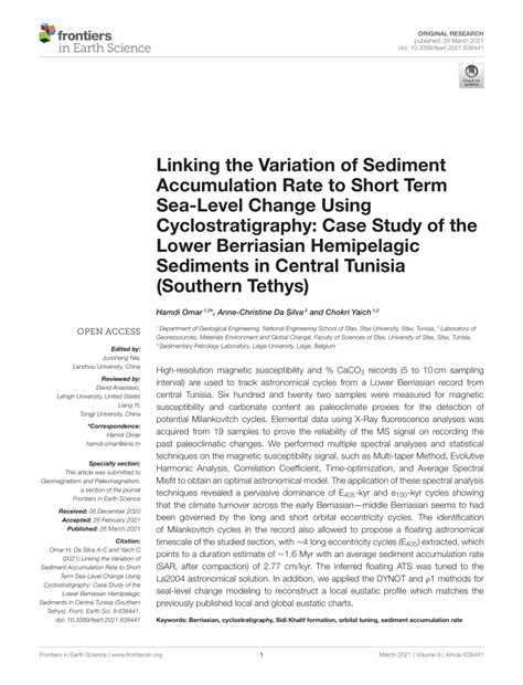 Pdf Linking The Variation Of Sediment Accumulation Rate To Short Term