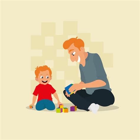 Papá Jugando Con Su Hijo Vector Premium