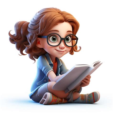 Premium Ai Image 3d Cute Cartoon Girl Studying Education Illustration