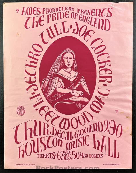 Auction Joe Cocker Fleetwood Mac Jethro Tull 1969 Poster Houston
