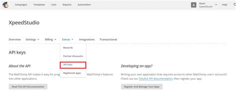 How To Create MailChimp API Key XpeedStudio