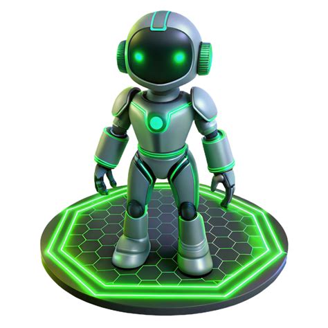 Cute Robot On Hexagon Platform A Playful Depiction Of A Robot